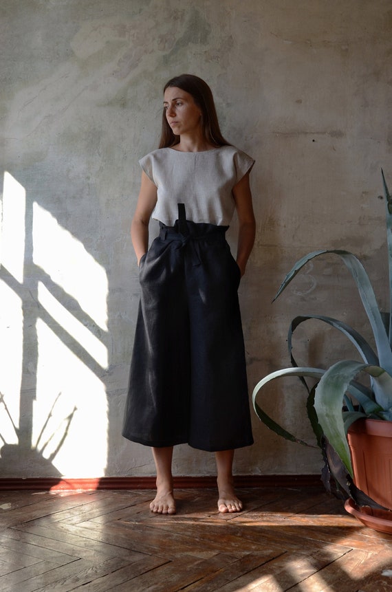 Linen Pantslinen Bell-bottomed Trouserswomen's - Etsy