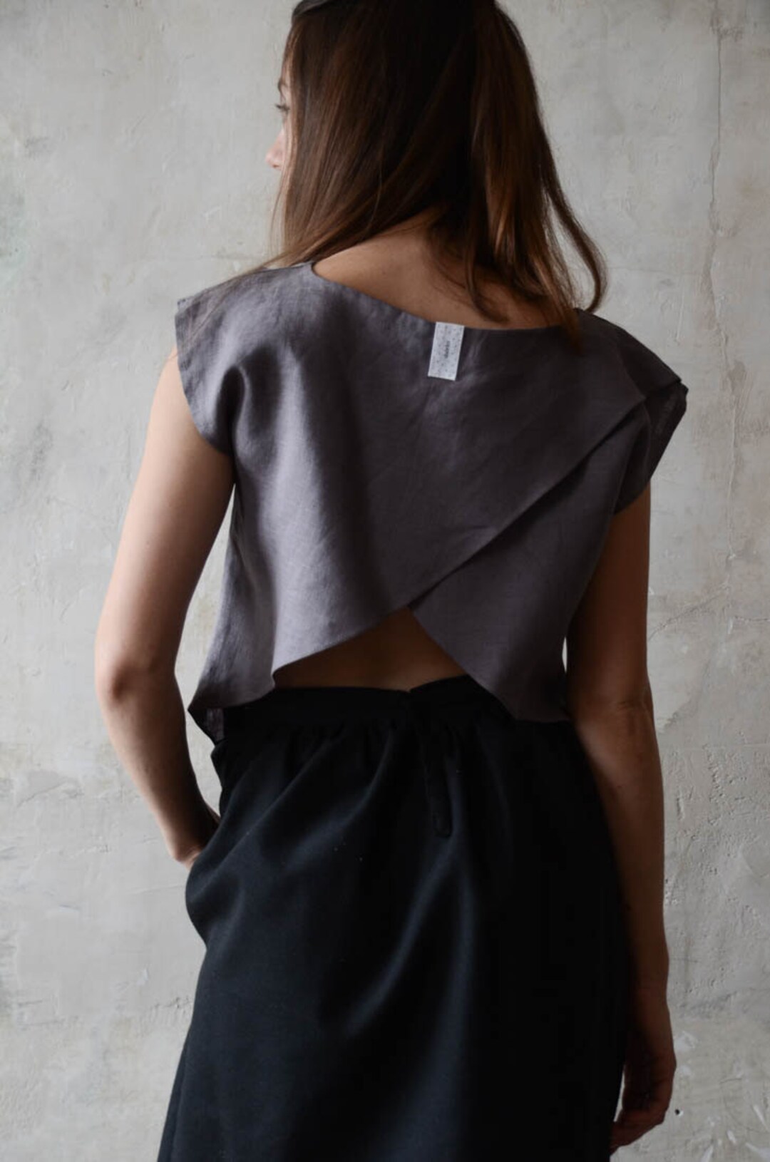 Womens Linen Top, Gray, Summer Top, Beach Top, Designer Clothing, Linen ...