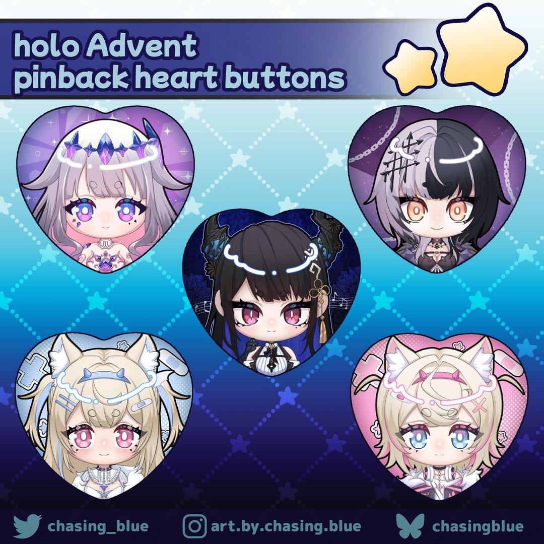 Vtuber Oshi Heart Buttons - Ver Hololive Advent - Etsy