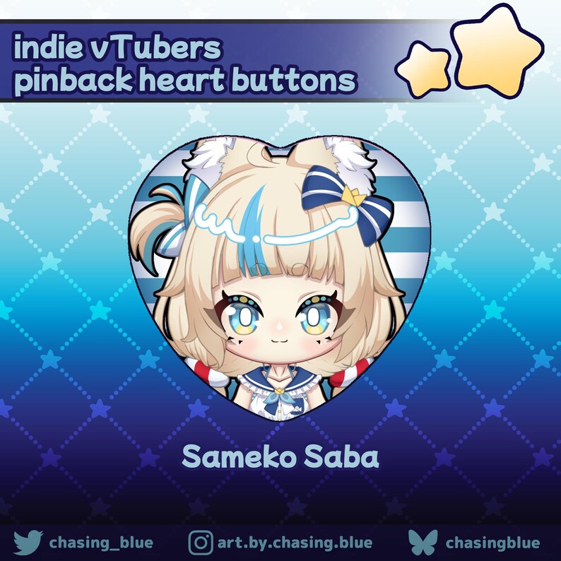 Vtuber Oshi Heart Button - Sameko Saba - Etsy