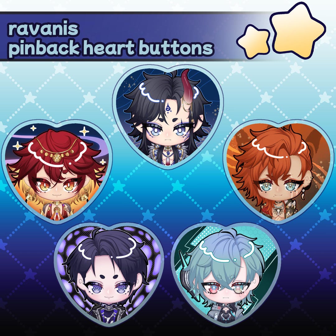 RAVANIS BUTTONS - Vtuber Oshi Heart Shaped Pinback Buttons - Etsy