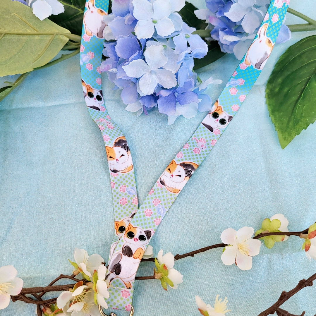 CALICO CAT Lanyard | Original Art Kawaii Maneki Neko Sublimation ...