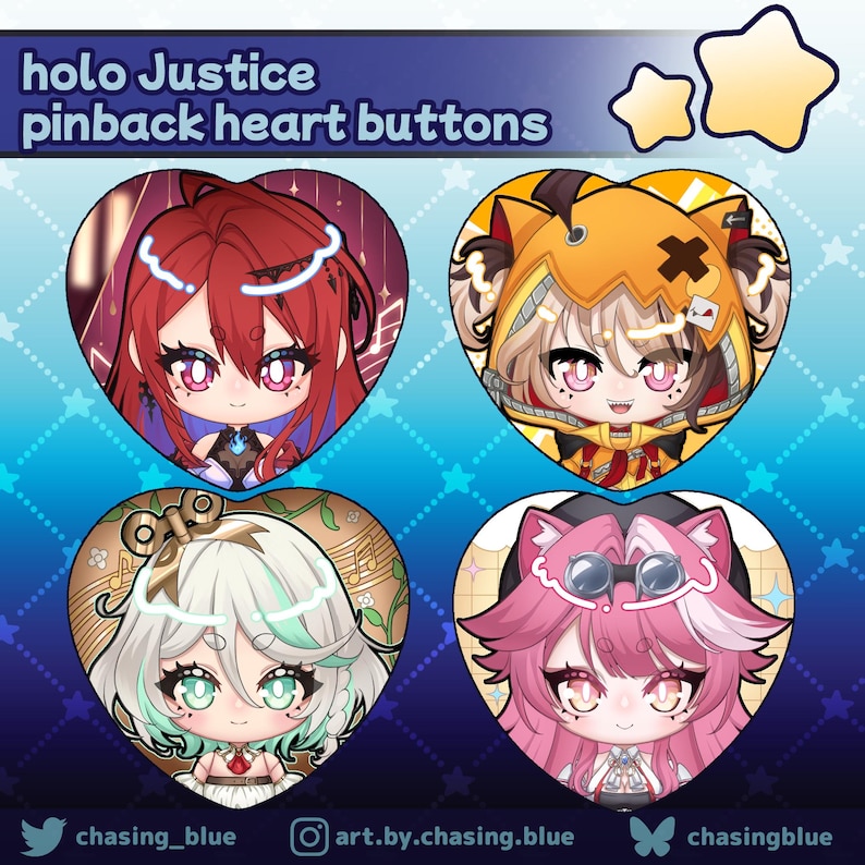 Vtuber Oshi Heart Button - Ver Hololive Justice - Etsy