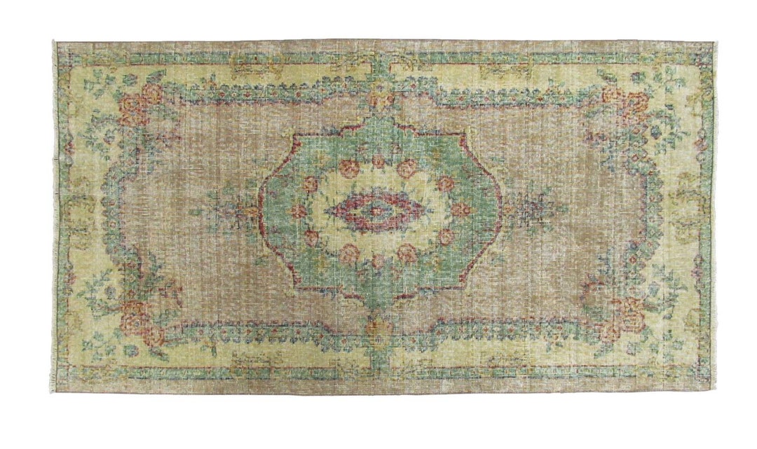 Medallion Design Turkish Vintage Oushak Rug , Latte Color Rug ...