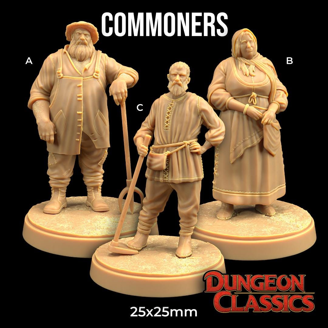 Commoners Dnd Minis 30mm 32mm Dungeon Monster Dragon Trapper - Etsy