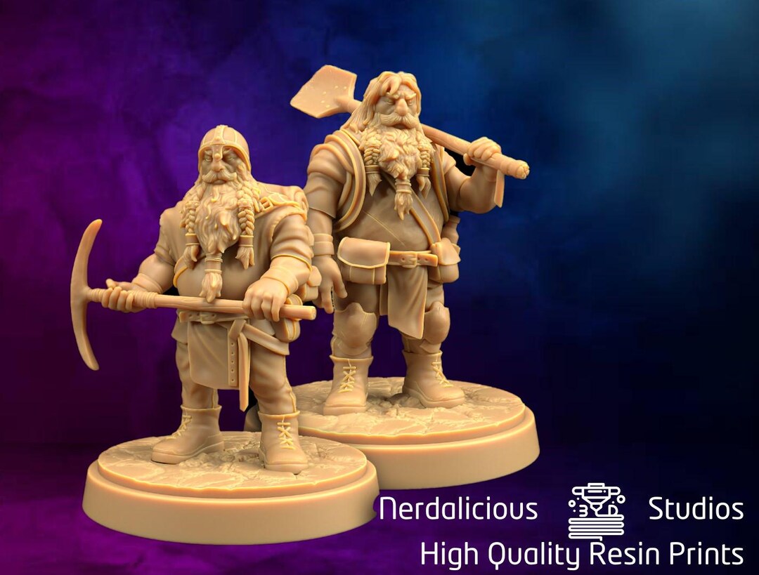 Dwarven Prospectors Dnd Minis 30mm 32mm Dungeon Monster Dragon Trapper ...