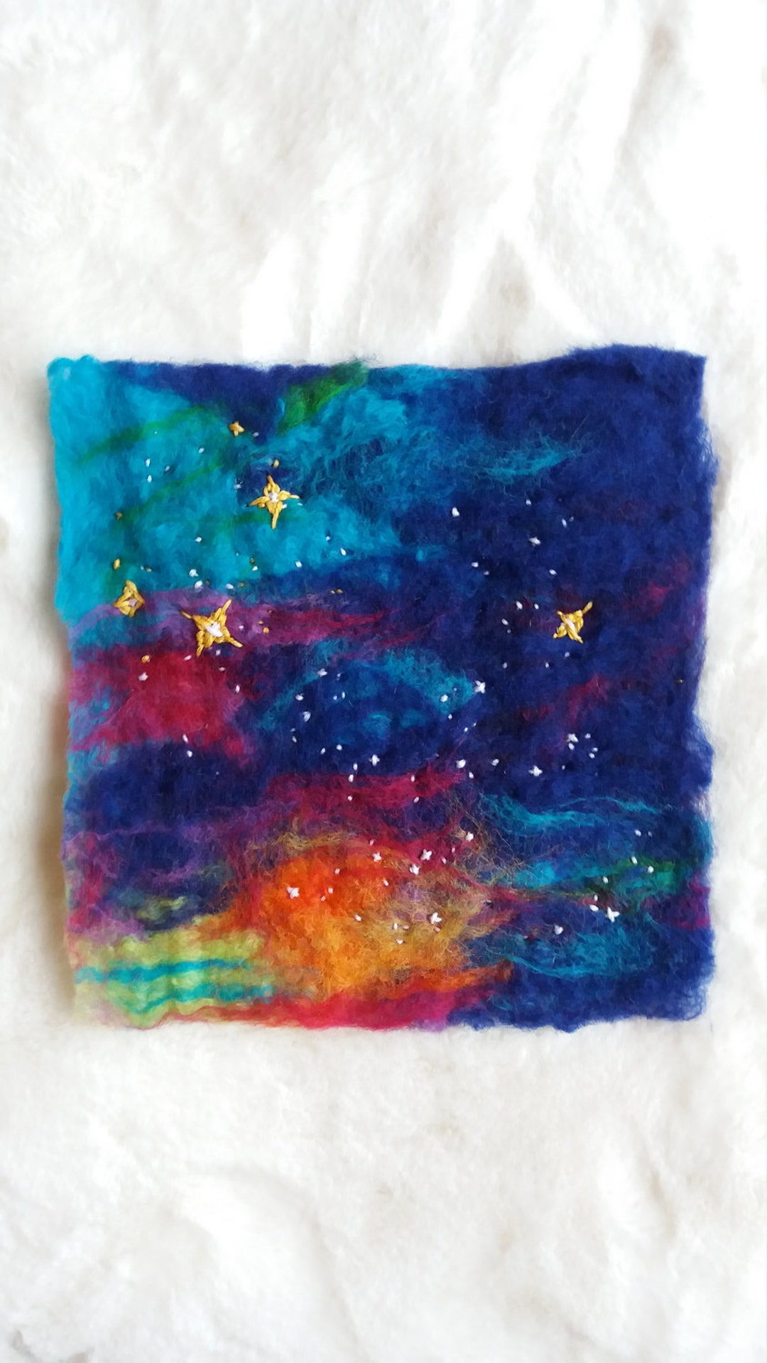 Space Felt Picture Textile Art, Nebula Galaxy, Colourful Stars ...