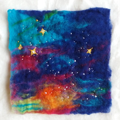 Space Felt Picture Textile Art Nebula Galaxy Colourful Stars - Etsy