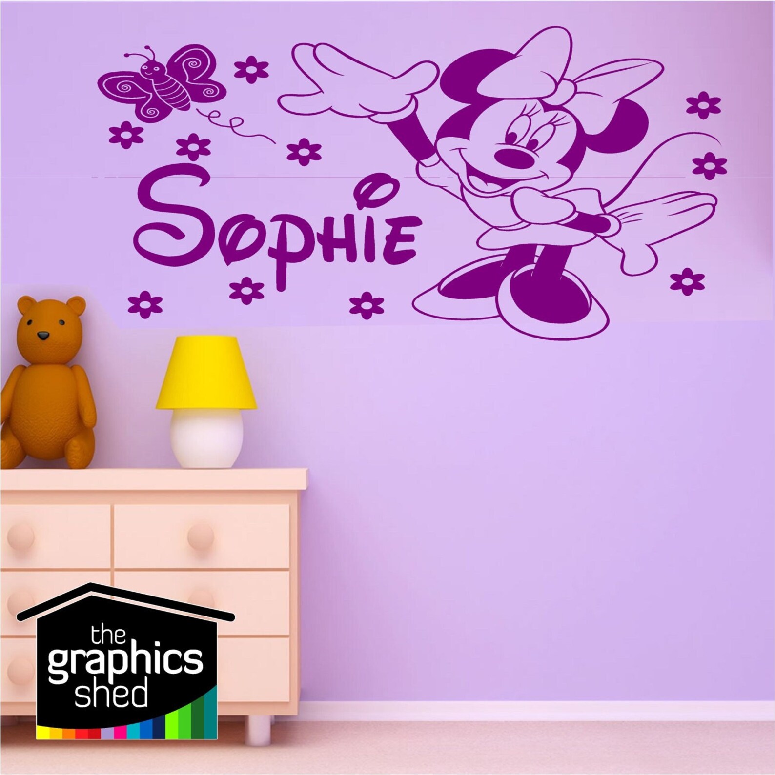 Personalised Minnie Mouse Wall Sticker - Etsy