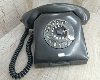 Vintage Bakelite Telephone | Black Rotary Dial Telephone | Analogue ...