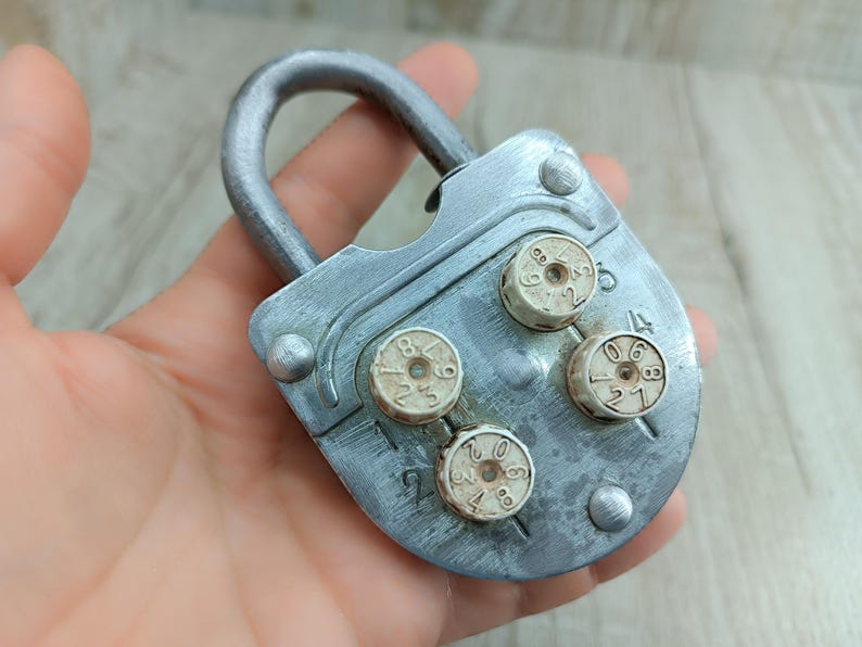 Vintage Padlock Black Antique Lock Big Padlock Rustic Lock Combination ...