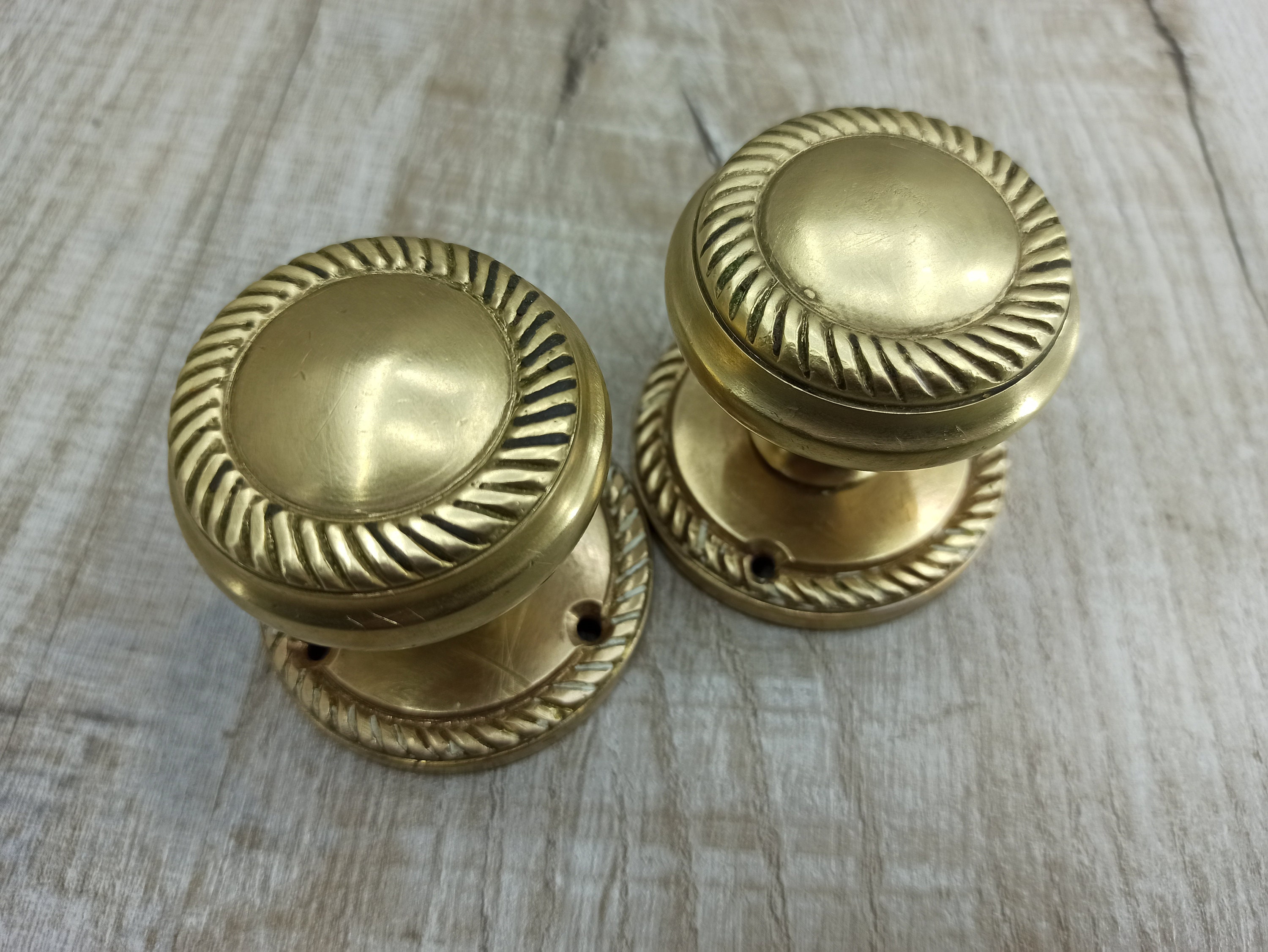 Vintage 2 bronze door knob Old gold door knobs Vintage door | Etsy