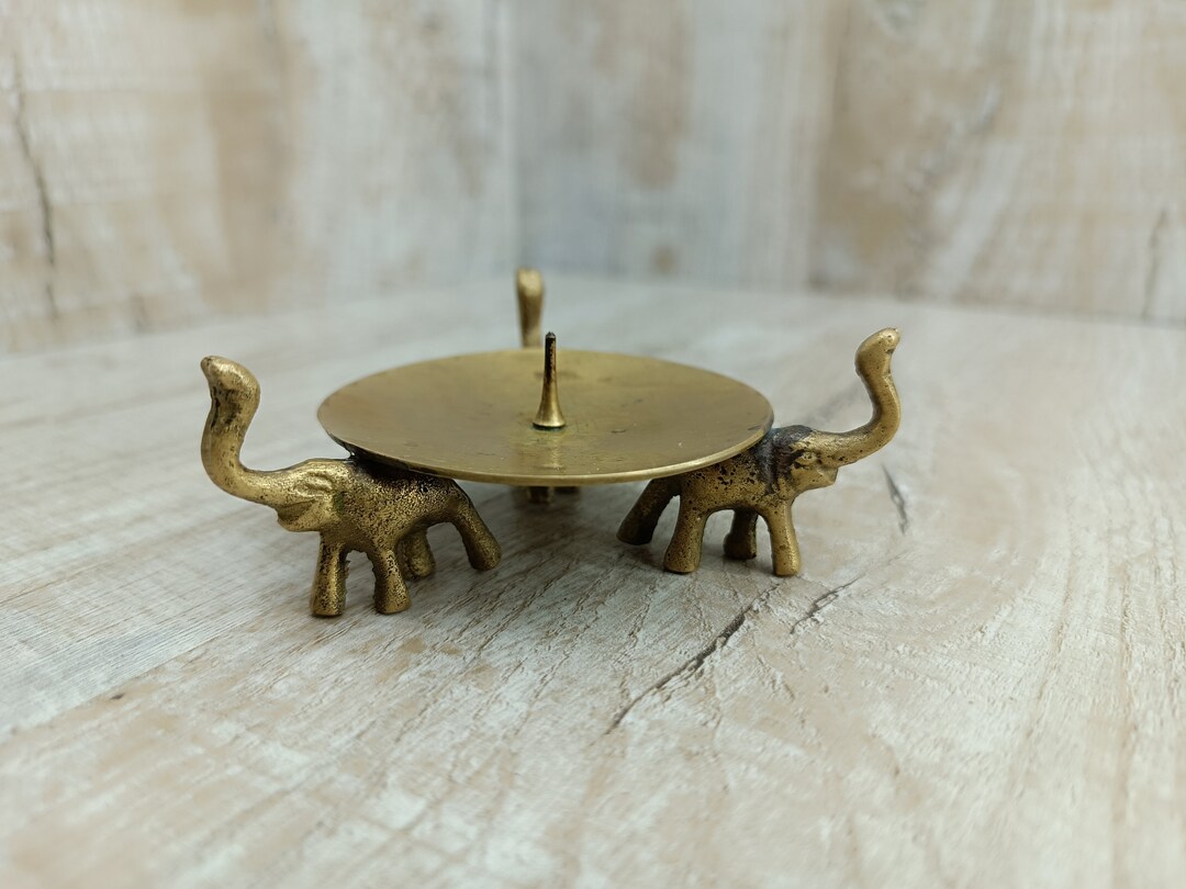 Elephant Vintage Candlestick Triple Metal Candle Holder Mini Elephant ...