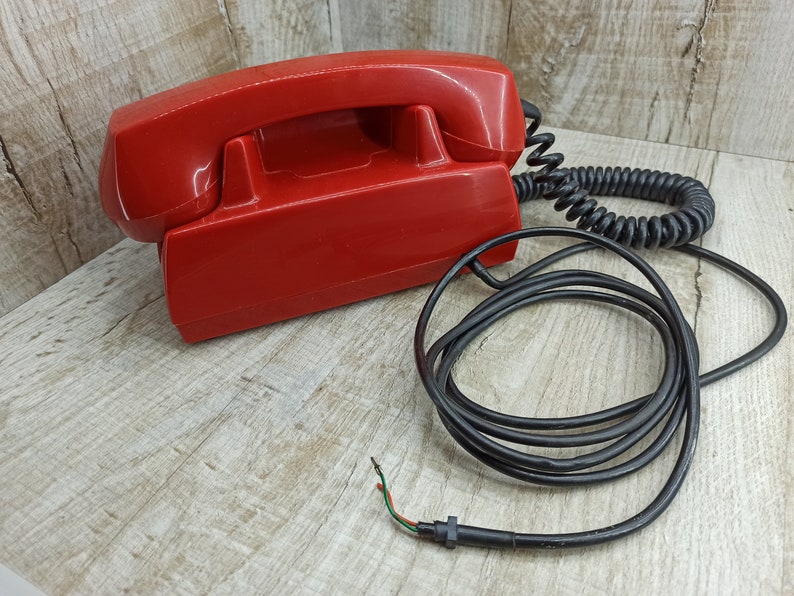 Red Rotary Phone Vintage telephone set Old desk Telephone Disc | Etsy