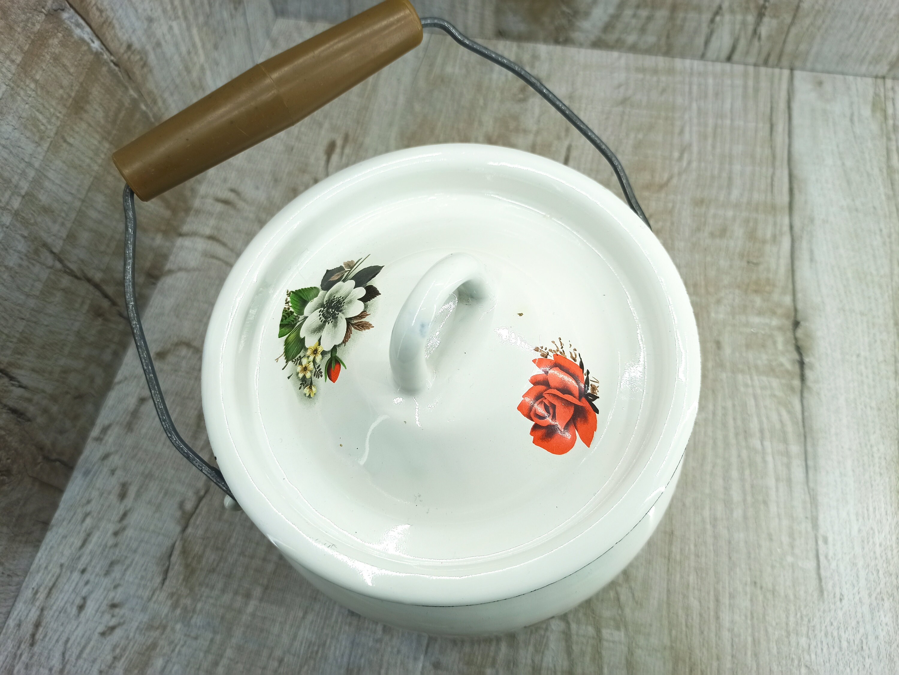 Vintage Enamel Can Rose Floral Berries Enamel Milk Can - Etsy