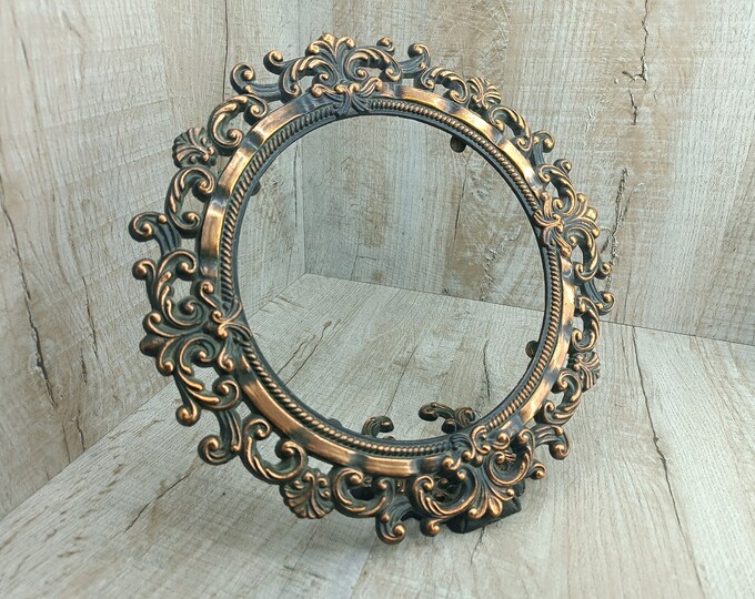 Antique Photo Frame Round Small Frame With Stand Victorian Ornate Cast ...