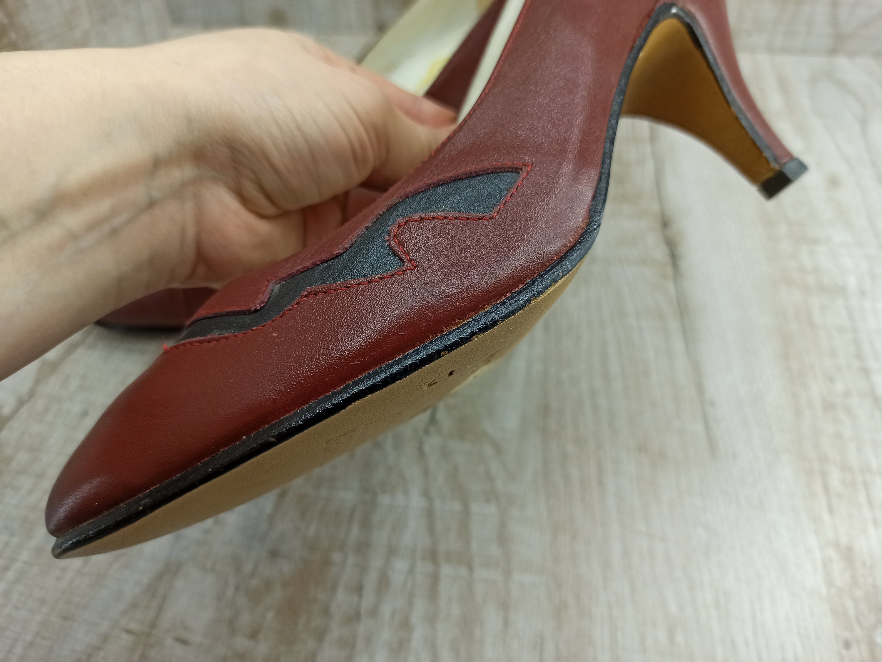 Vintage Red High Heel Shoes Burgundy Soviet Women's Collectible Shoes ...