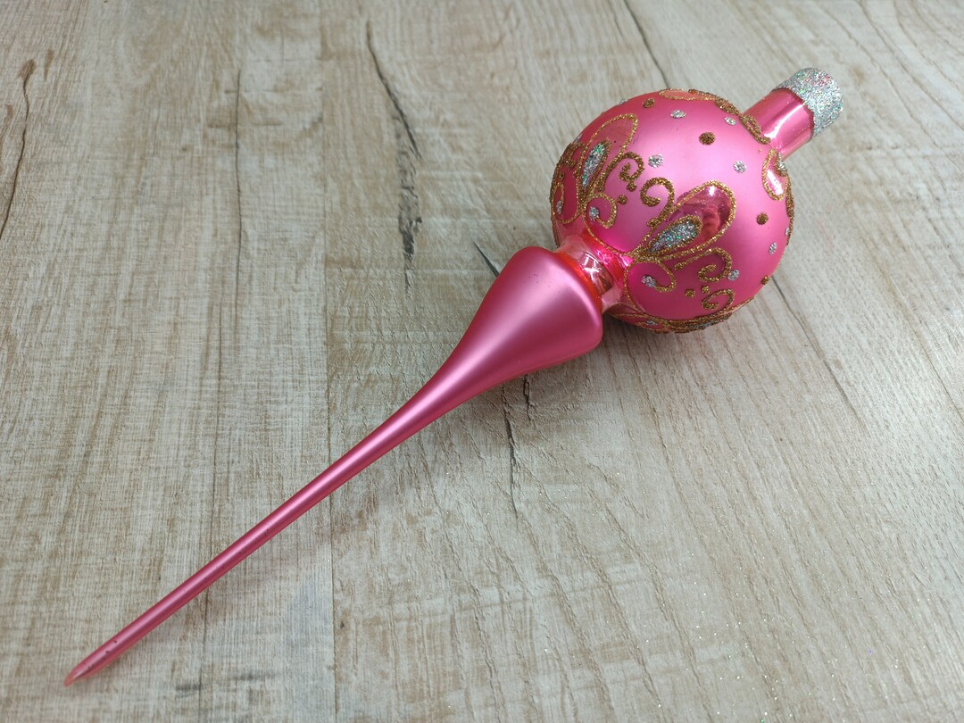 Vintage Tree Topper Red Pink Silver Tree Decoration, Xmas Glass Tree ...