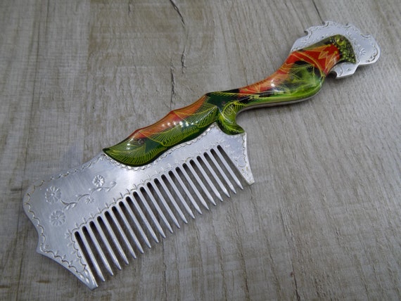 Parrot comb Aluminium green Pocket Comb Metal Comb So… - Gem
