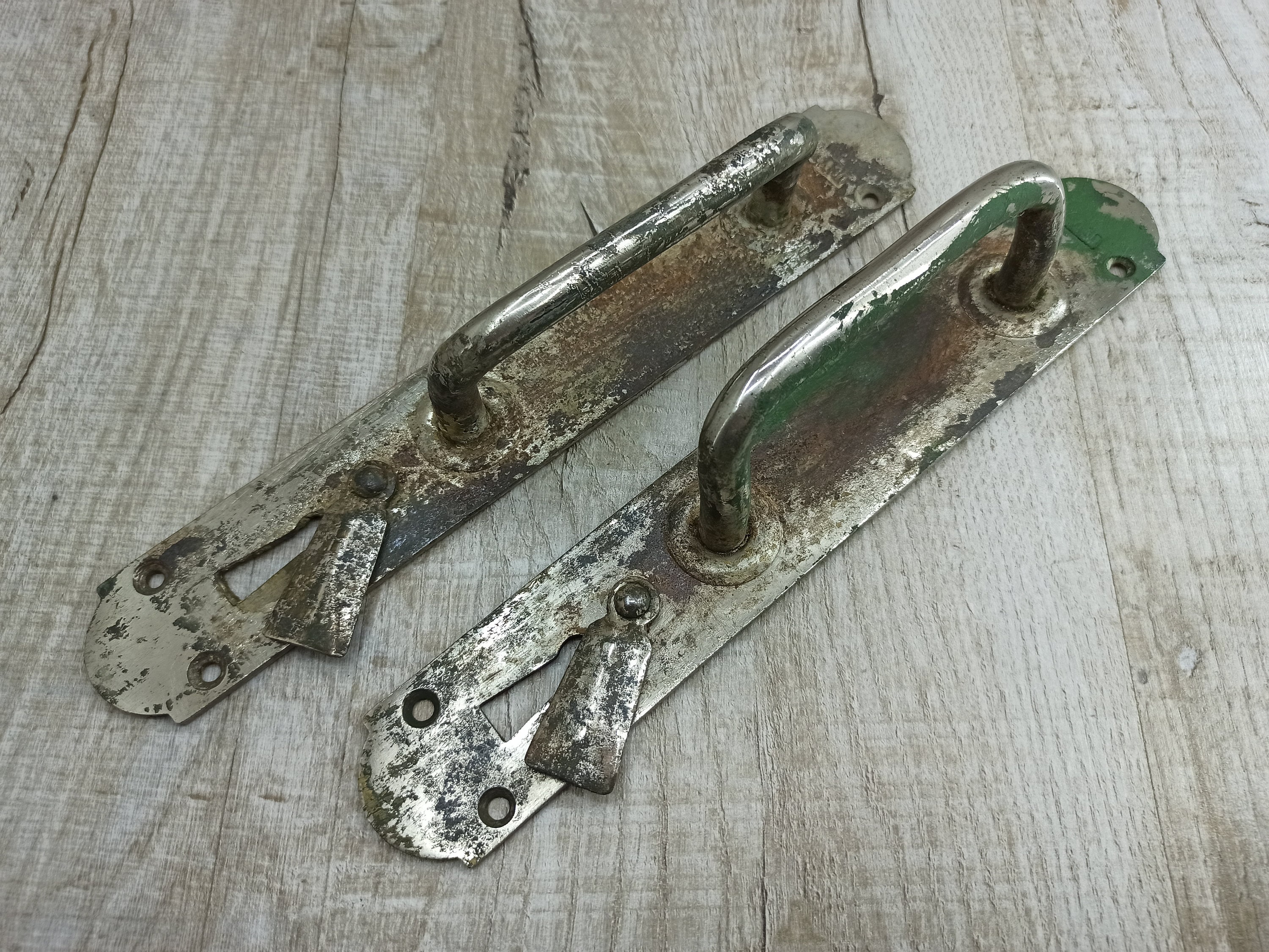 Vintage Door Handles Large Green Door Handles With Key Hole | Etsy