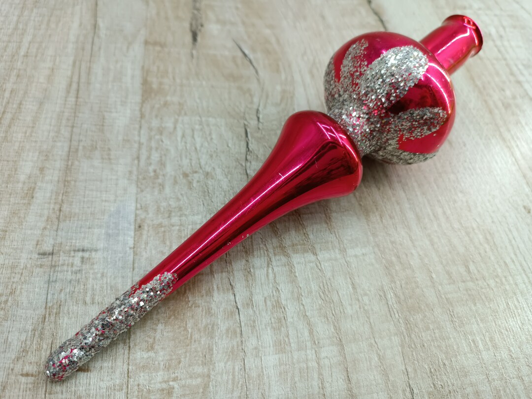Vintage Tree Topper Christmas Tree Top Red Tree Decoration Glass Finial ...