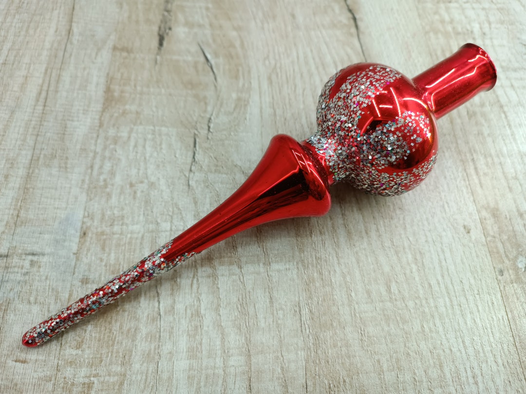 Vintage Tree Topper, White Silver Tree Decoration, Xmas Glass Tree ...