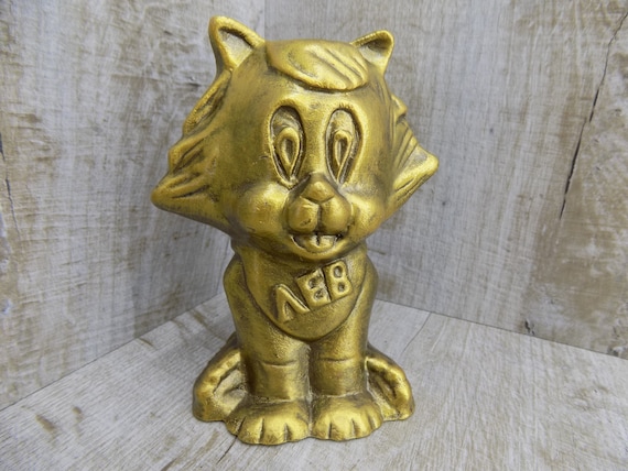 Metal Cat Statue Small Table Cat Golden Cat Figurine Bronze | Etsy