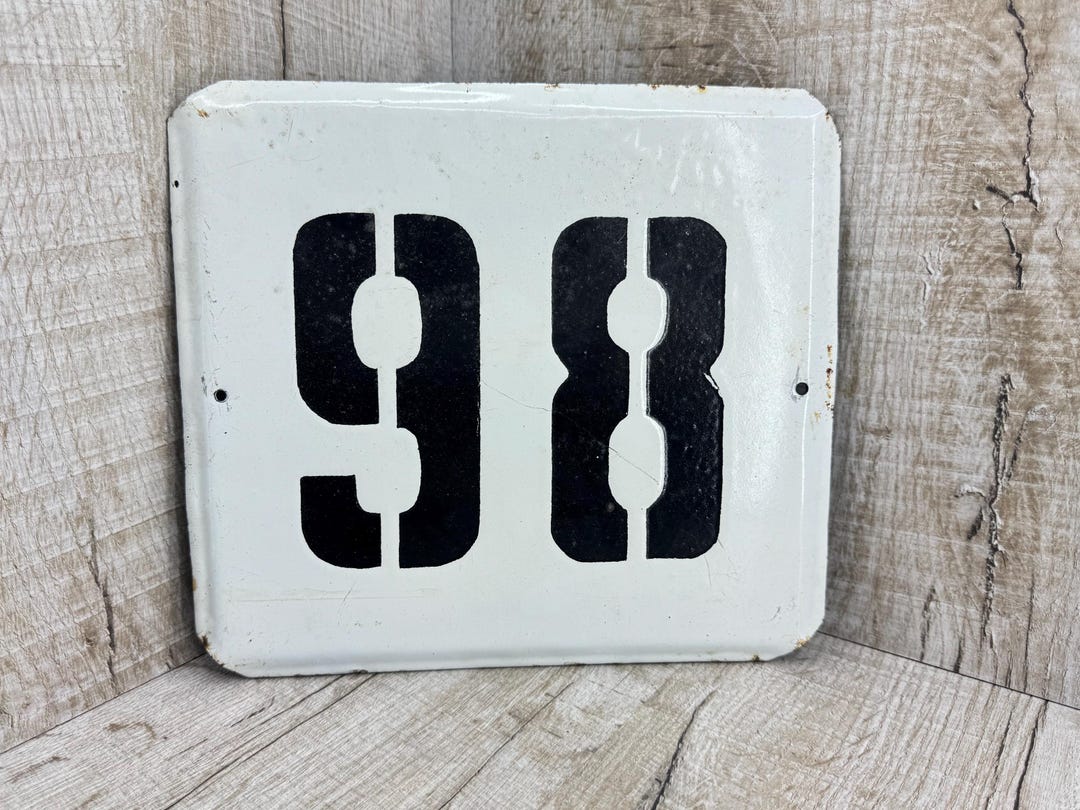 Vintage Enameled Metal Number 98 - Antique Hotel Door Sign - Etsy