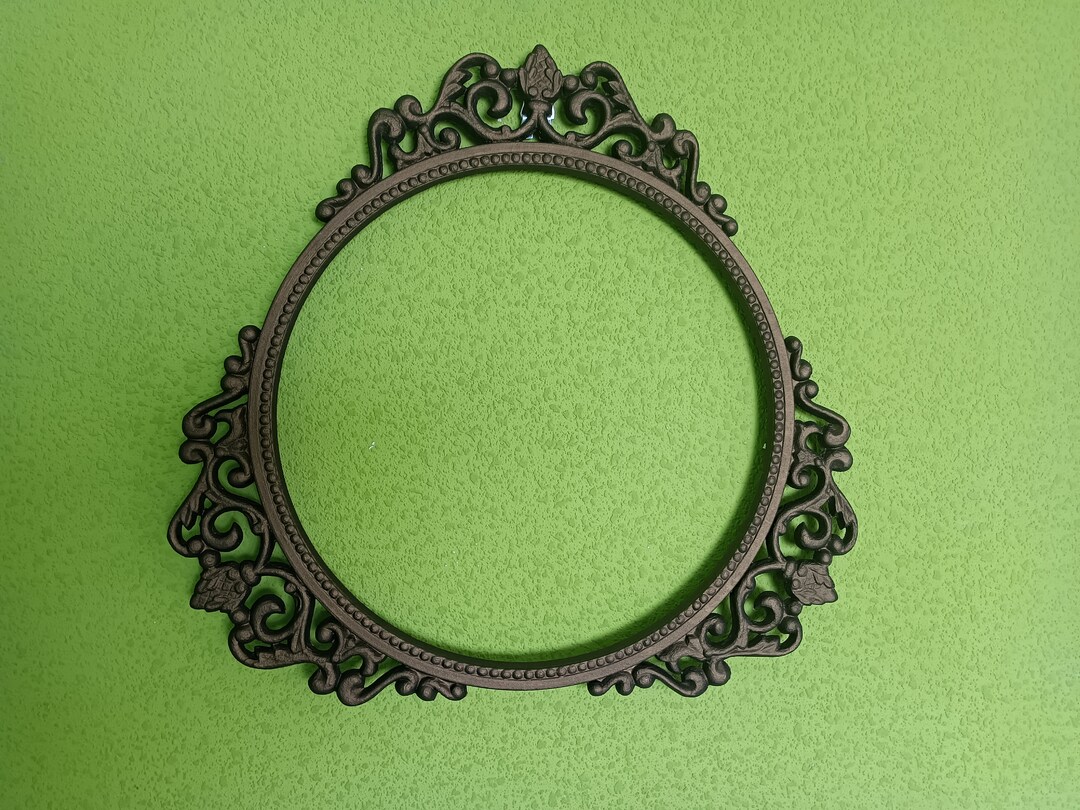 Antique Photo Frame Round Large Frame for Mirror Victorian Ornate Cast ...