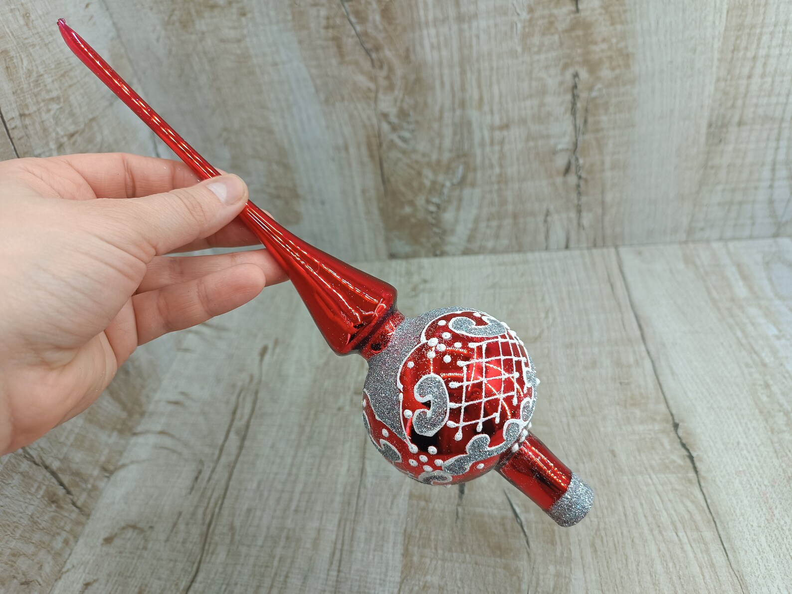 Vintage Tree Topper Red Pink Gold Tree Decoration Xmas Glass - Etsy