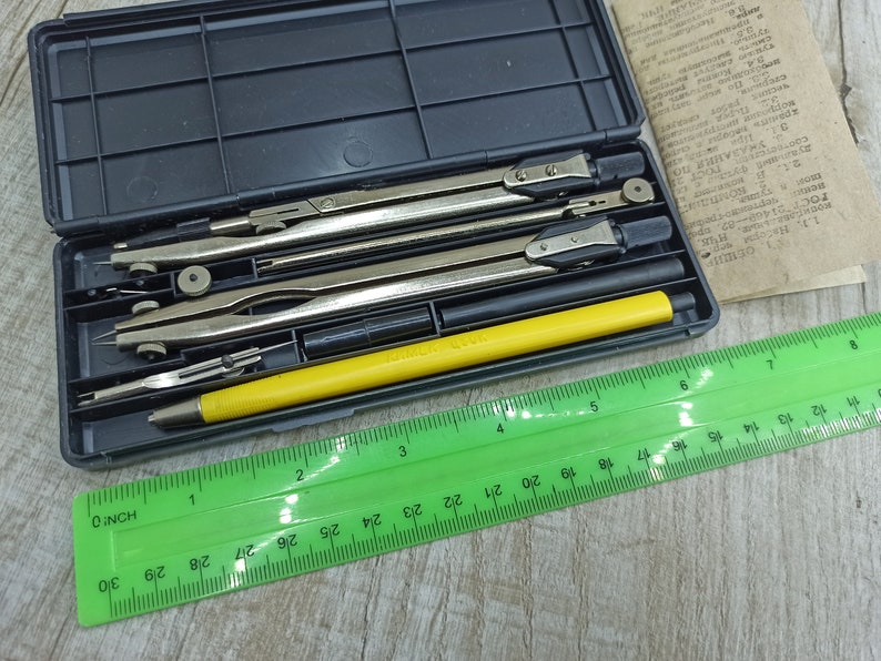 Vintage Architect Set Drawing Set Professional Drafting Tools | Etsy