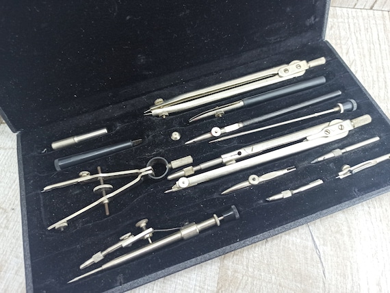 Vintage Architect Set Drawing Set Professional Drafting Tools | Etsy