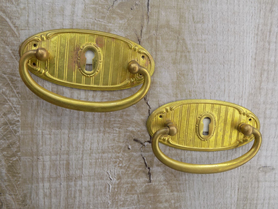 Vintage Bronze Keyhole Drawer Pulls: Antique Furniture Hardware, Set of ...