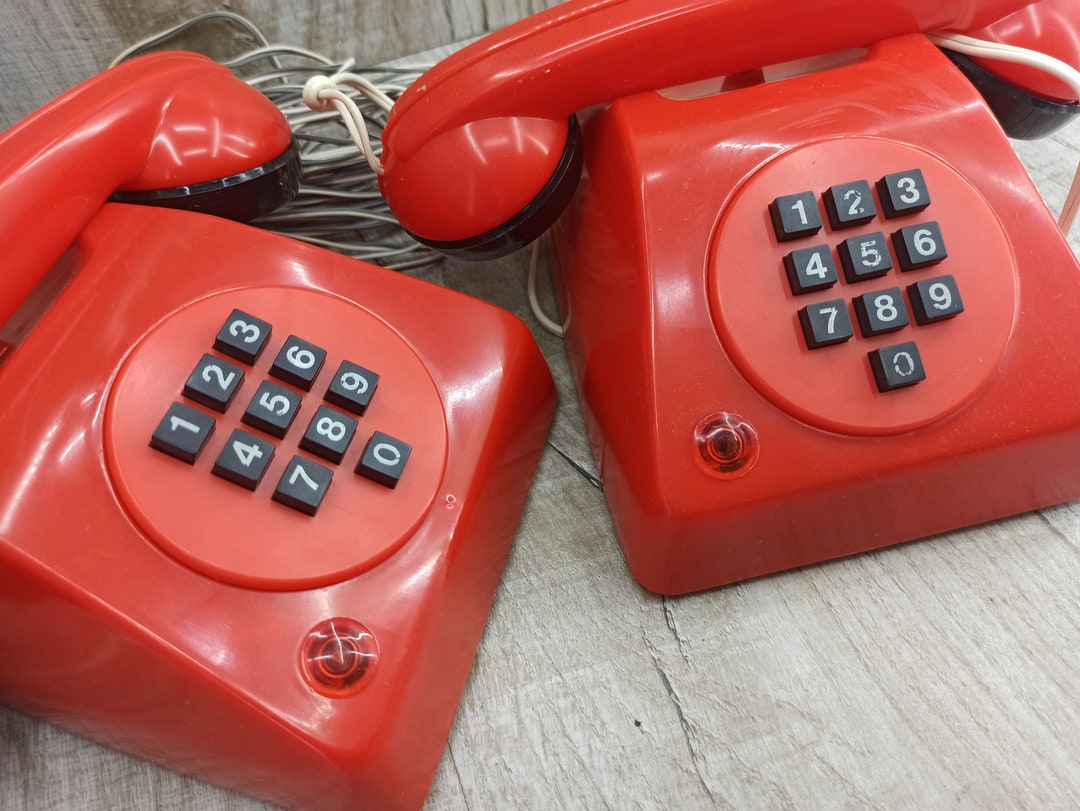 Red Rotary Phone Vintage Telephone Set Old Desk Telephone Disc - Etsy