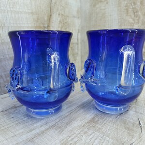 Blue Floral Cups Decorative Glass Cobalt Unique Design Antique Murano ...