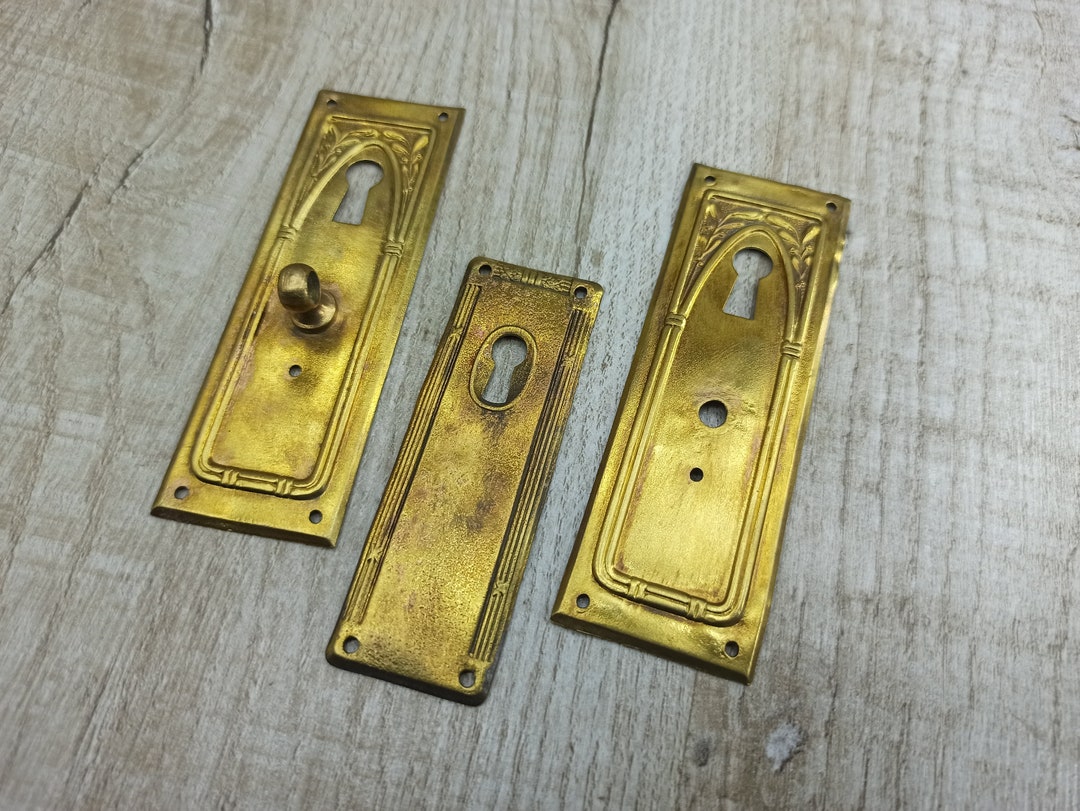 Vintage Bronze Keyhole Cover Set: Metal Drawer Pulls, Cabinet Hardware ...