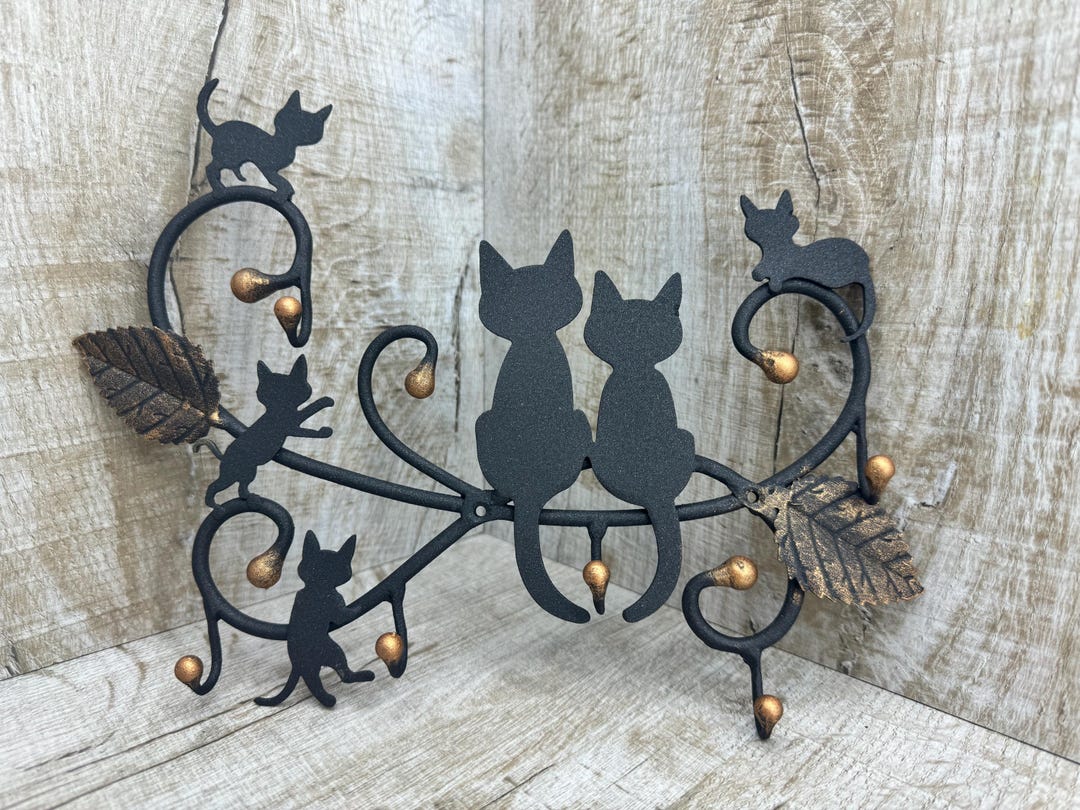 Hanger Cute Cats Universal Handmade Pet Clothes Hanger Forged Metal ...