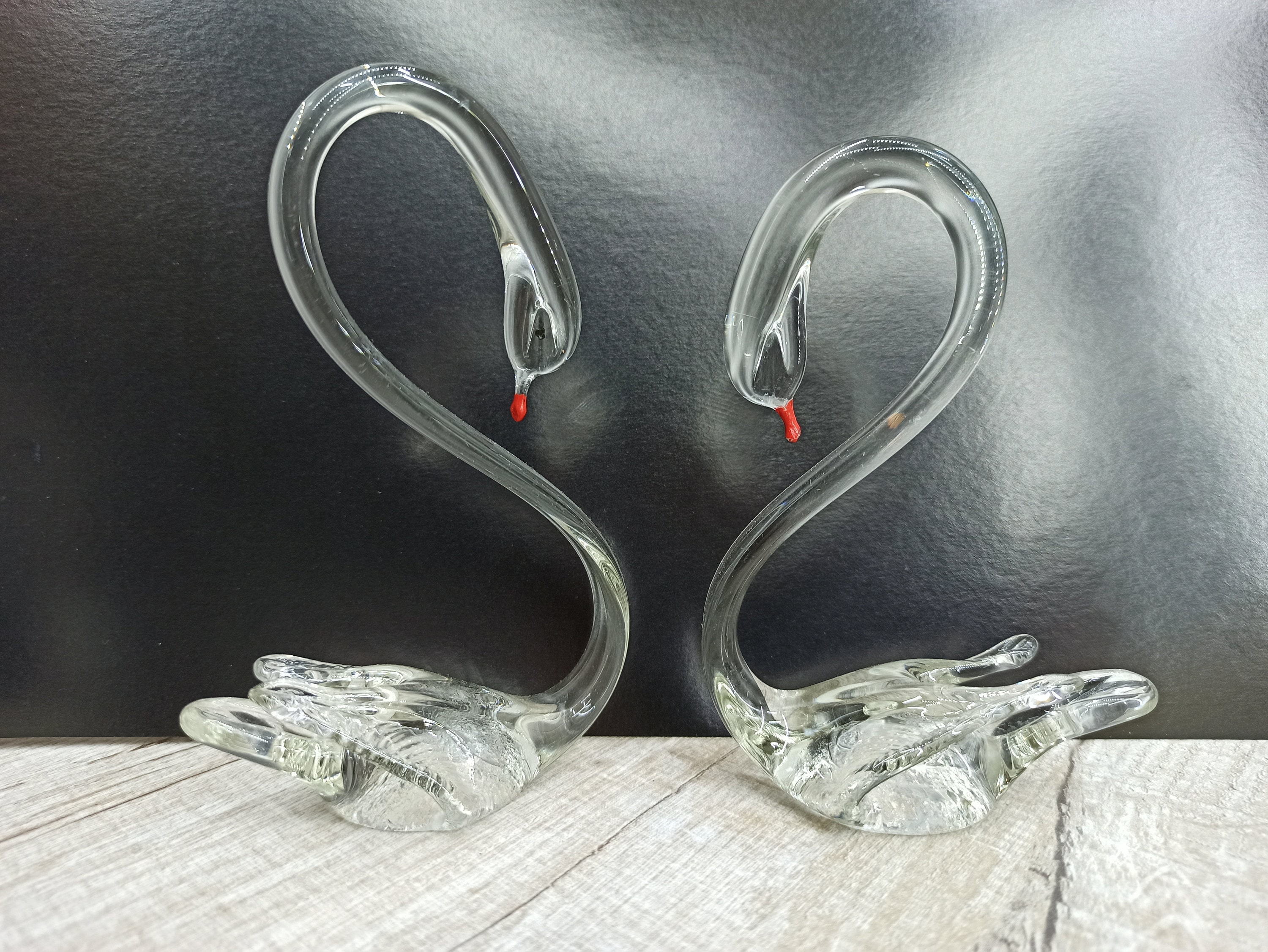 Vintage Glass Swans Wedding Small Glass Swans Glass Factory | Etsy
