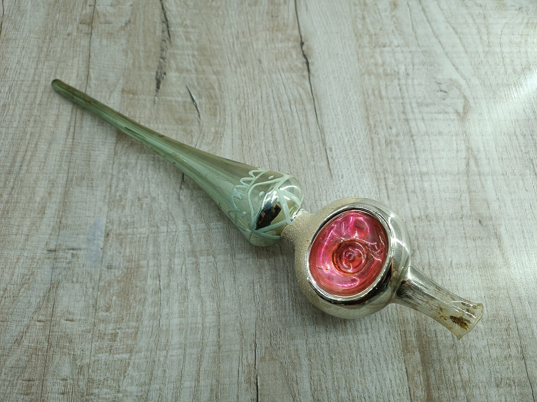 Vintage Tree Topper Pink Decoration Multicolored Xmas Glass Tree Topper ...