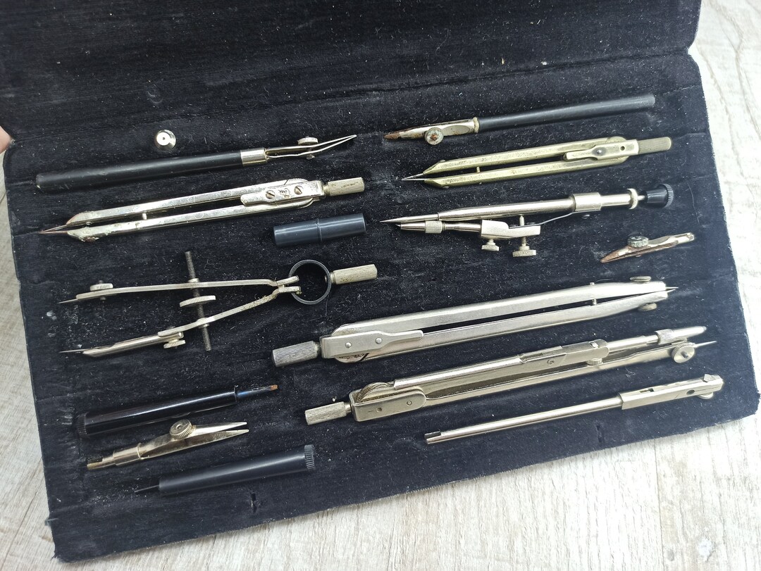 Vintage Architect Set Drawing Set Professional Drafting Tools Engineer ...