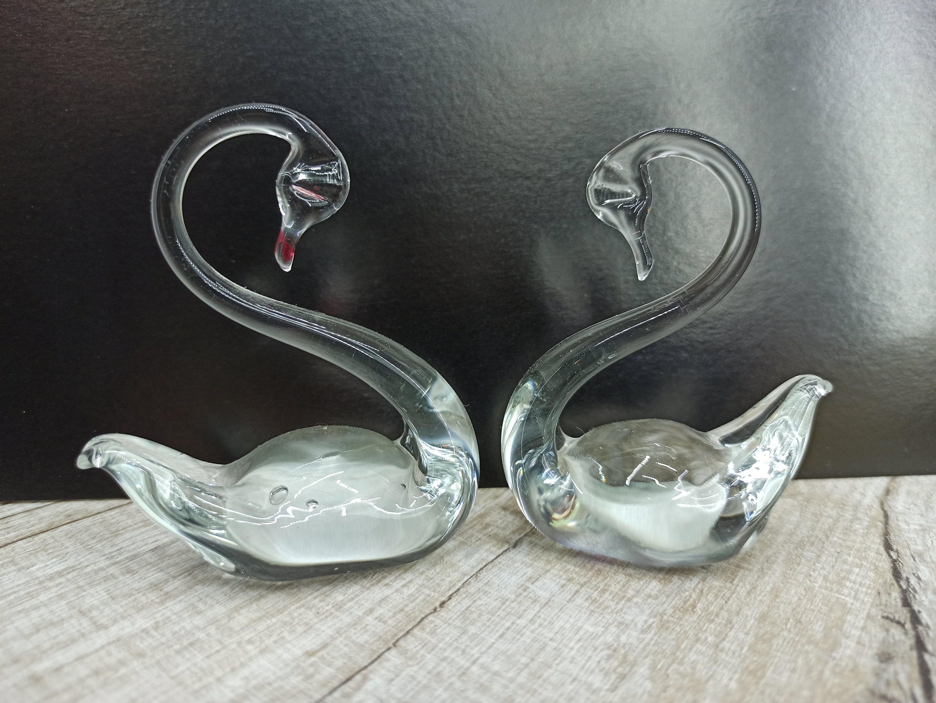 Vintage Glass Swans Wedding Small Glass Swans Glass Factory | Etsy