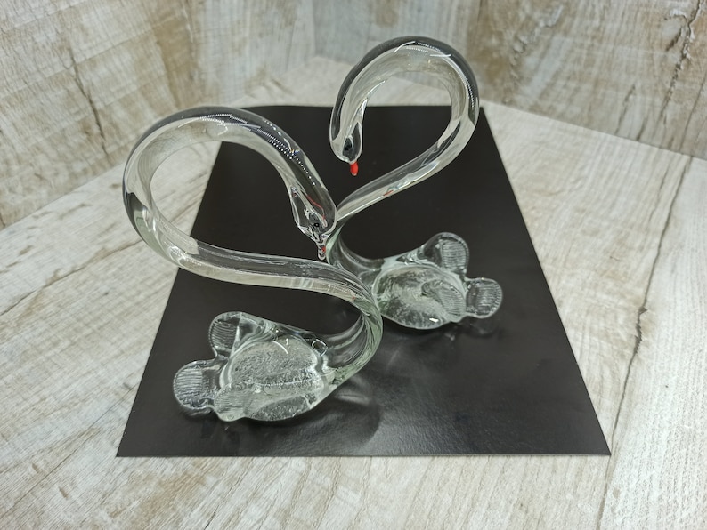 Vintage Glass Swans Wedding Small Glass Swans Glass Factory | Etsy