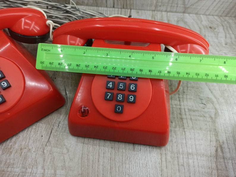 Red Rotary Phone Vintage Telephone Set Old Desk Telephone Disc - Etsy
