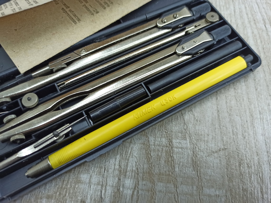 Vintage Architect Set Drawing Set Professional Drafting Tools | Etsy