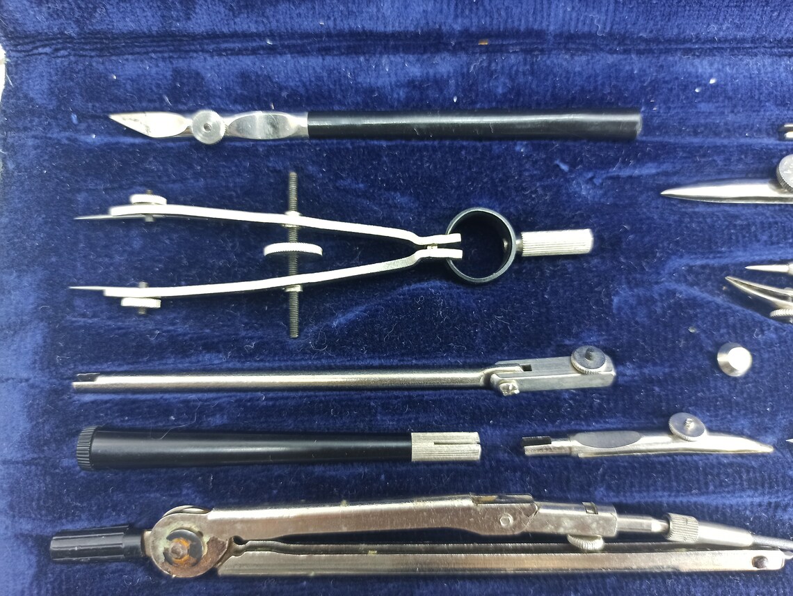 Vintage Architect Set Drawing Set Professional Drafting Tools - Etsy