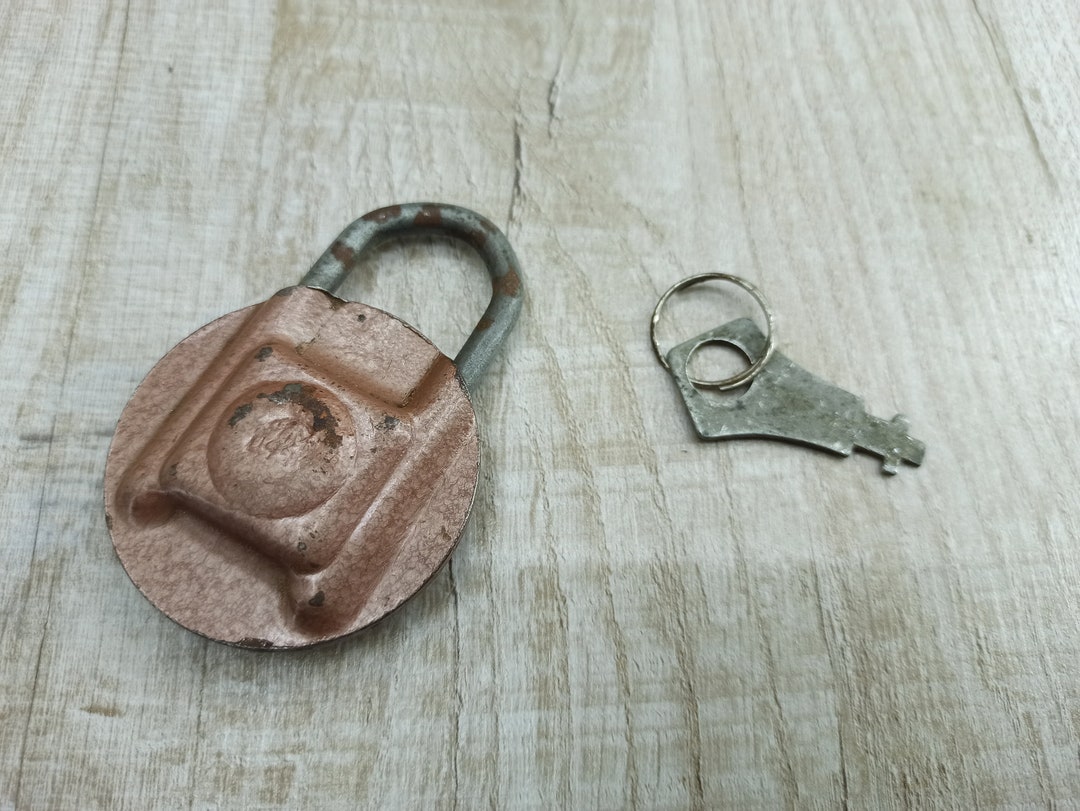 Small Padlock Antique Lock Small Padlock Brown Lock Unusual Key Padlock ...