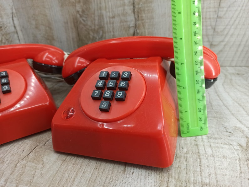 Red Rotary Phone Vintage Telephone Set Old Desk Telephone Disc - Etsy