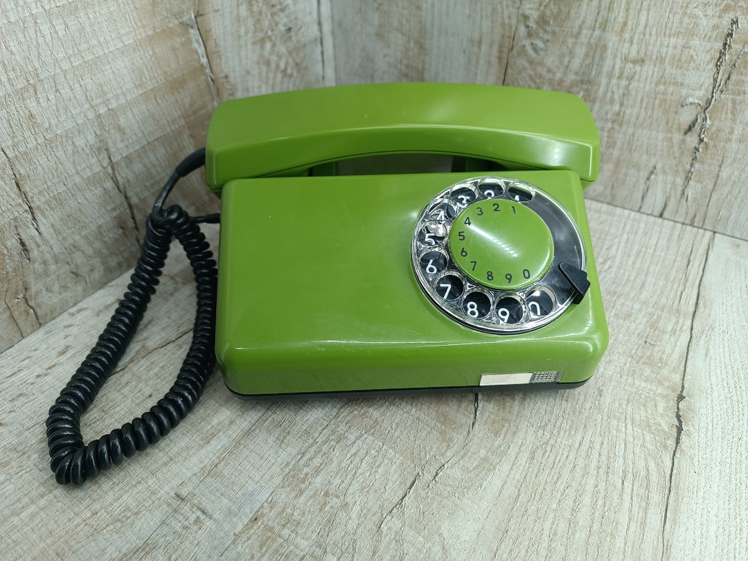 Green Rotary Phone Vintage Telephone Set Old Desk Telephone Disc Phone ...