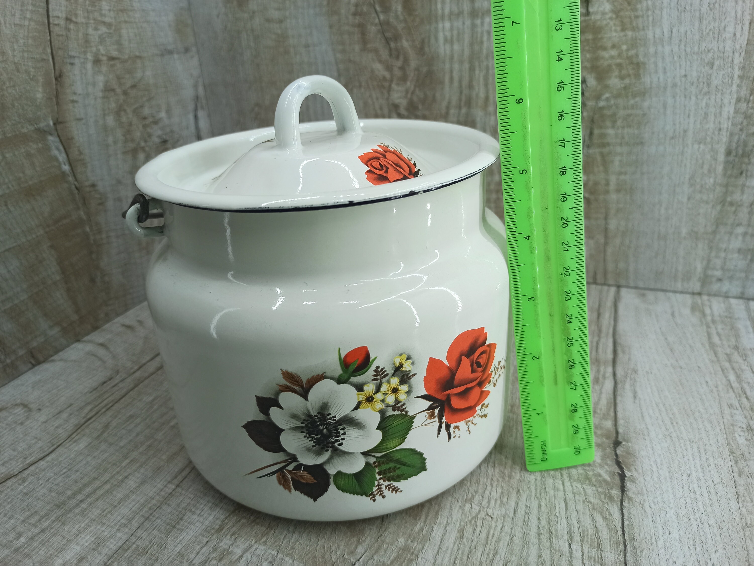 Vintage Enamel Can Rose Floral Berries Enamel Milk Can - Etsy