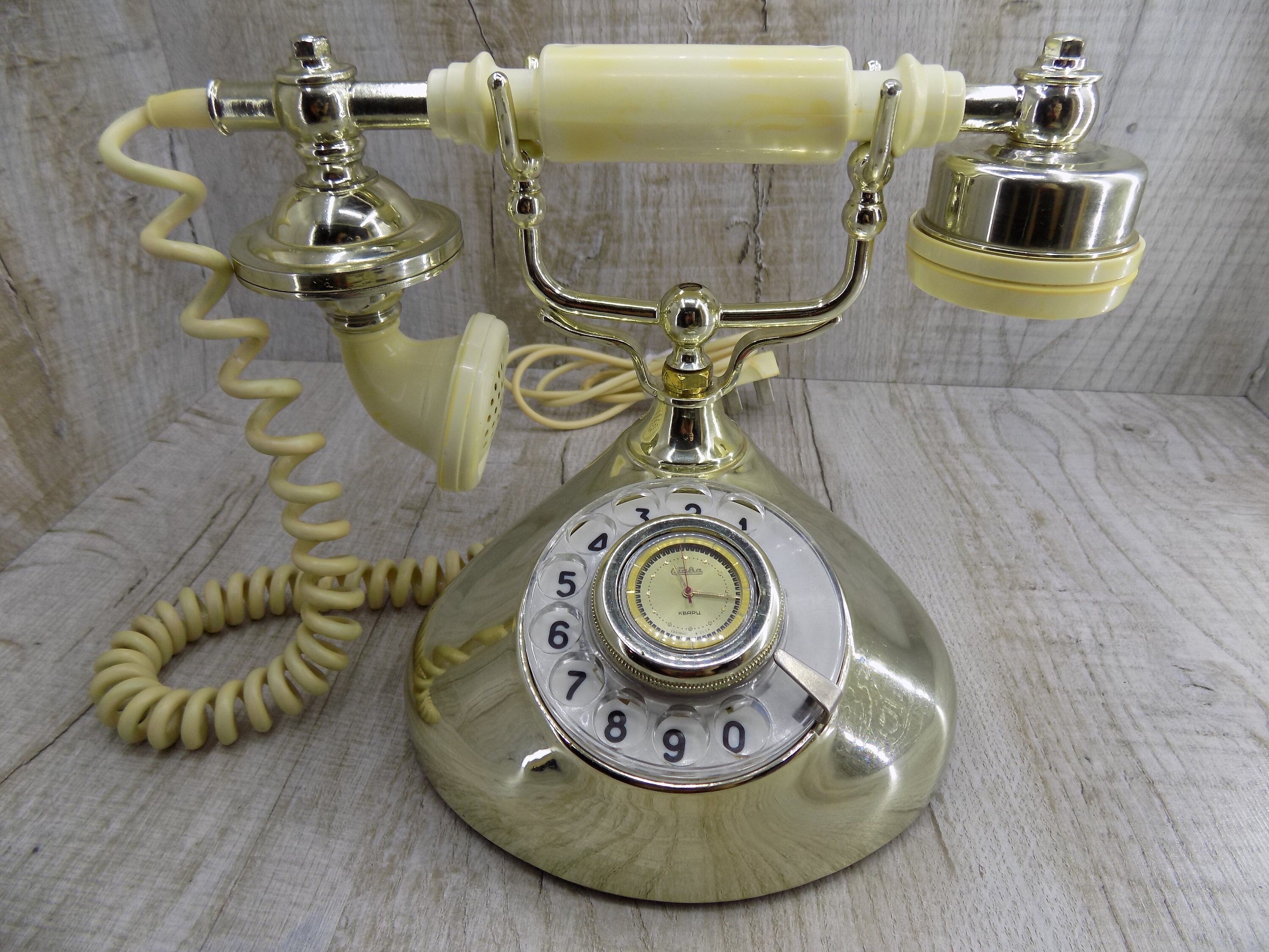 Antique telephone Vintage phone Disk phone clock Slava | Etsy